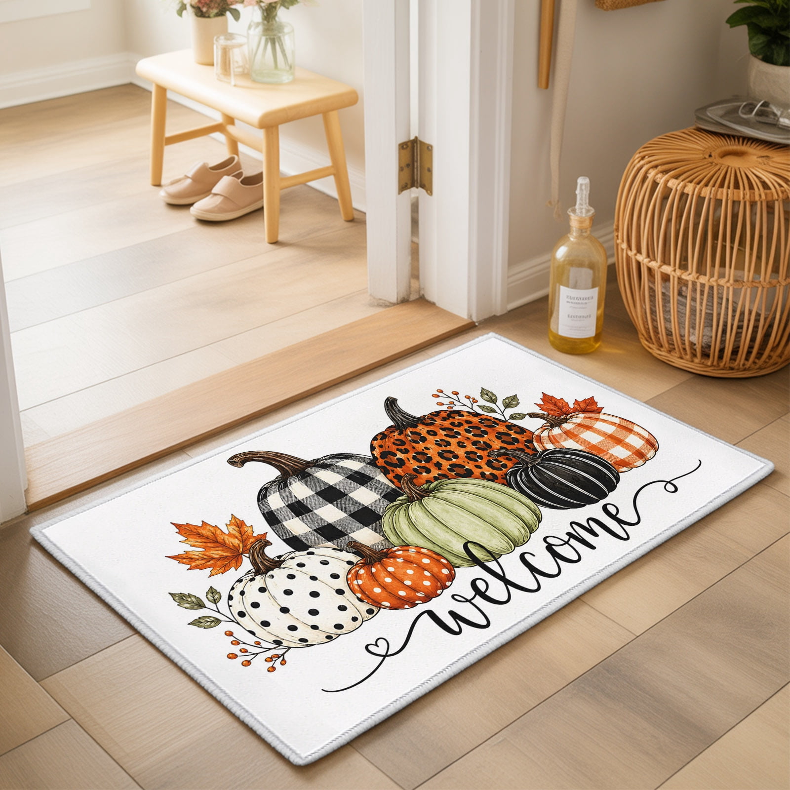 Area Rugs 2x3,Fall Maple Leaf Thanksgiving Pumpkin Non Slip Washable ...