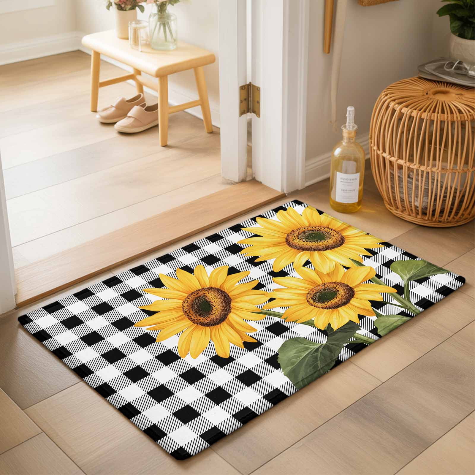 Area Rugs 2x3,Farmhouse Sunflower Blossom Floral Non Slip Washable Rug ...
