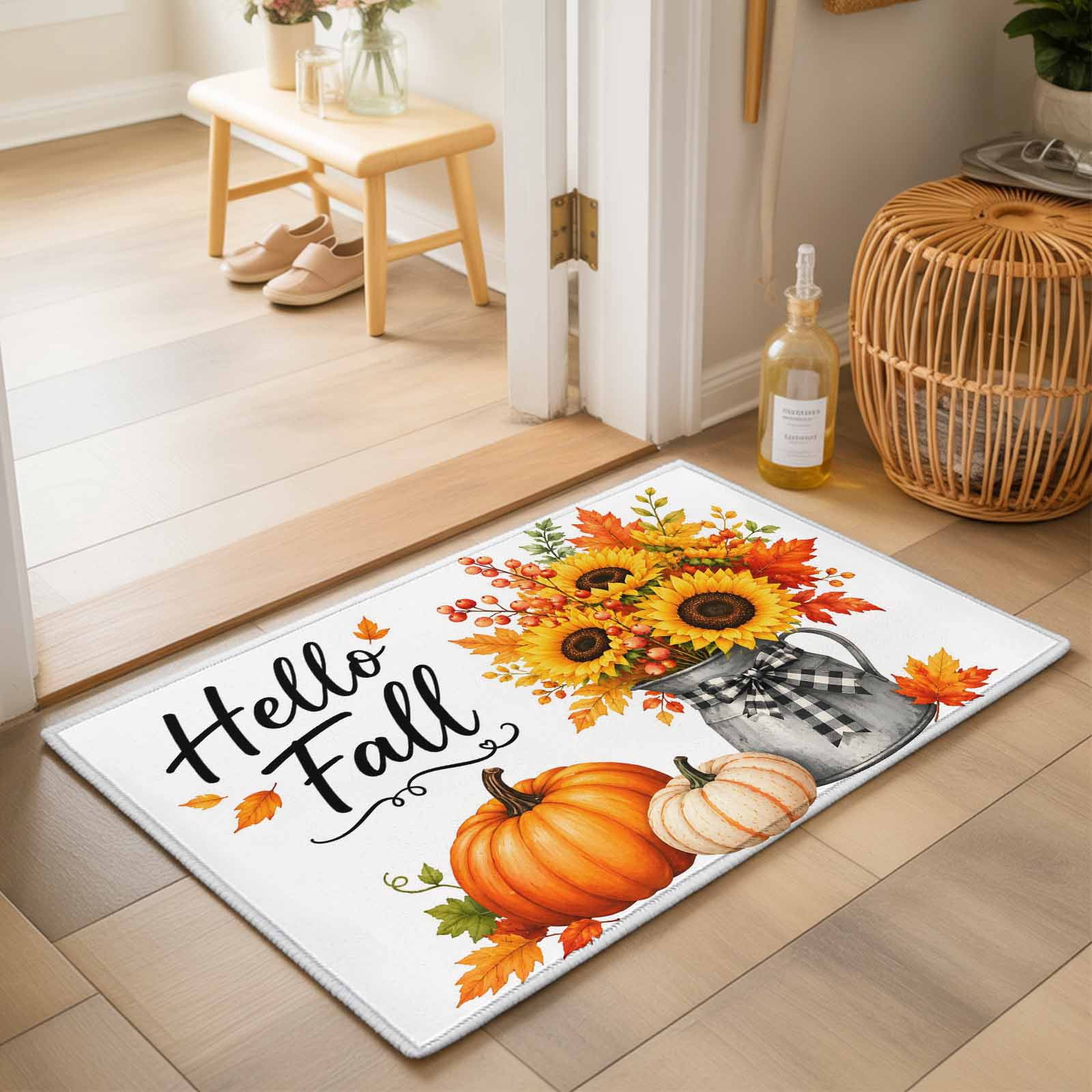 Area Rugs 2x3,Hello Fall Words Farm Sunflowers Non Slip Washable Rug ...