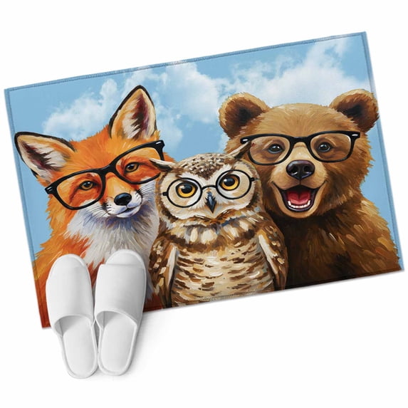 Area Rugs 2x3, Hipster Fox Owl Non Slip Washable Rug Indoor Carpet Soft ...