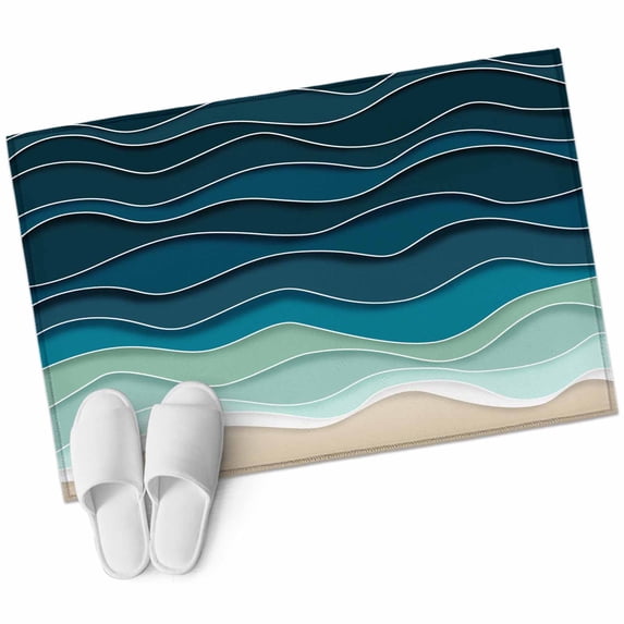 Area Rugs 2x3, Ocean Gradient Green Waves Non Slip Washable Rug Indoor ...