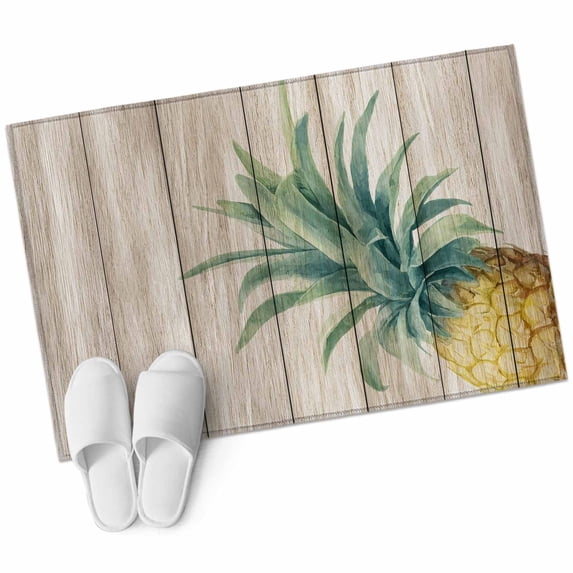 Area Rugs 2x3, Retro Pineapple On Wooden Boards Non Slip Washable Rug ...