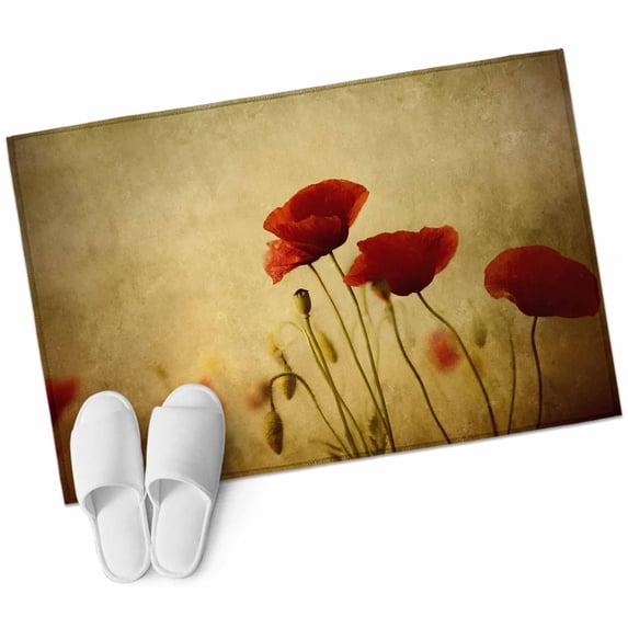 Area Rugs 2x3,Retro Red Poppy Flowers Non Slip Washable Rug Indoor ...