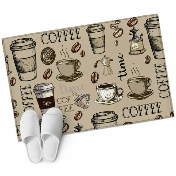 Area Rugs 2x3,Retro Sketch Coffee Set Bean with Quote Non Slip Washable ...