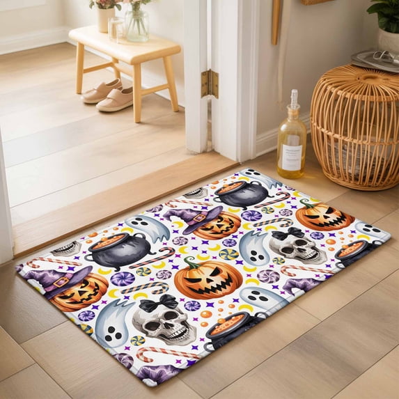 Area Rugs 2x3,Scary Halloween Seamless Pumpkin Non Slip Washable Rug ...