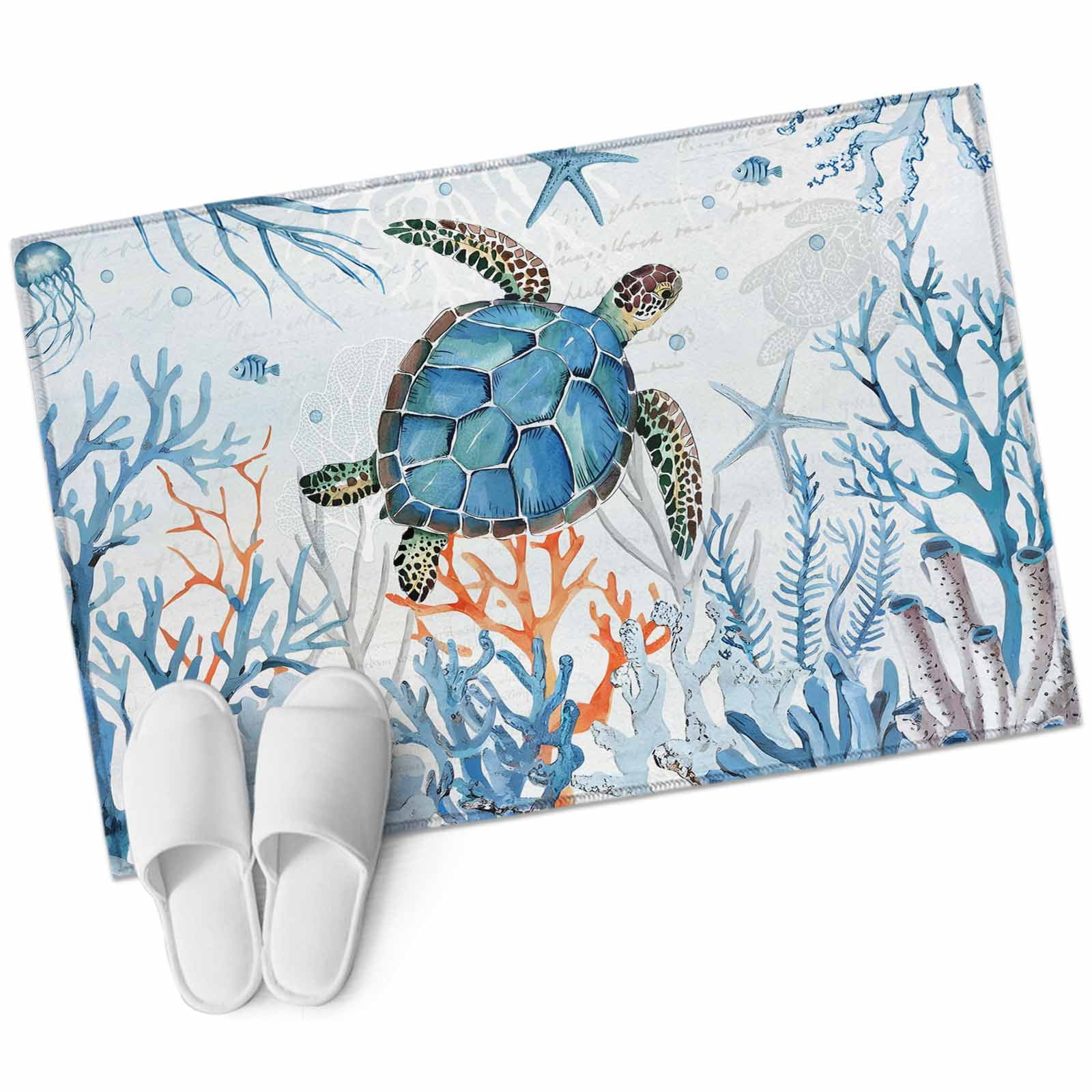 Area Rugs 2x3,Sea Turtle Blue Coral Starfish Non Slip Washable Rug ...