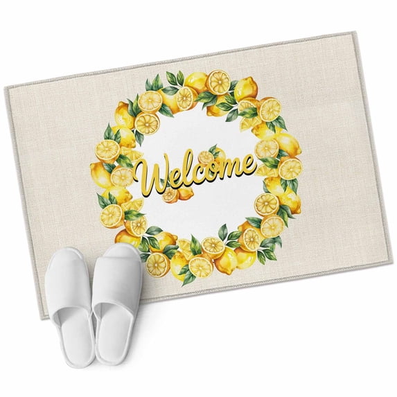 Area Rugs 2x3, Watercolor Yellow Lemon Green Leaves Non Slip Washable ...