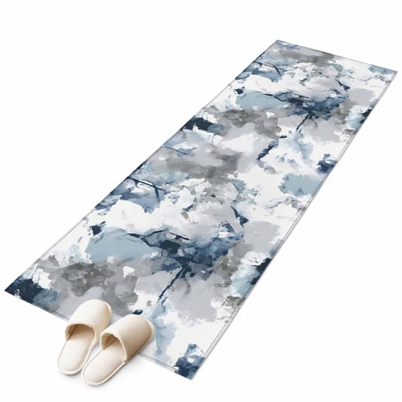 Area Rugs 2x6, Abstract Color Block Blue White Non Slip Washable Rug ...