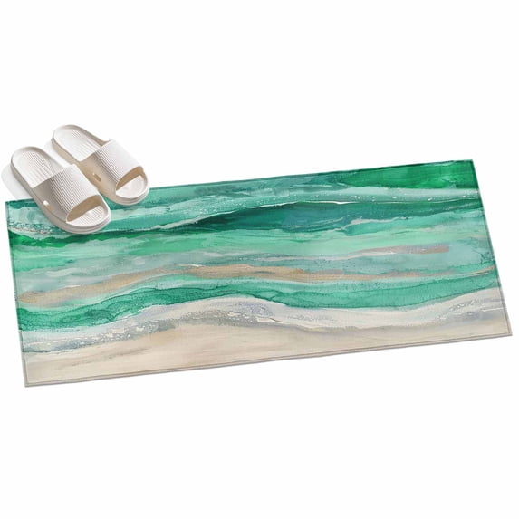 Area Rugs 2x6,Abstract Green Grey Rustic Coastal Wave Non Slip Washable ...