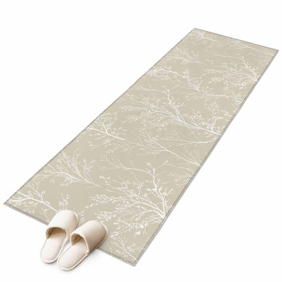 Area Rugs 2x6, Abstract White Tree Sketch on Beige Non Slip Washable ...