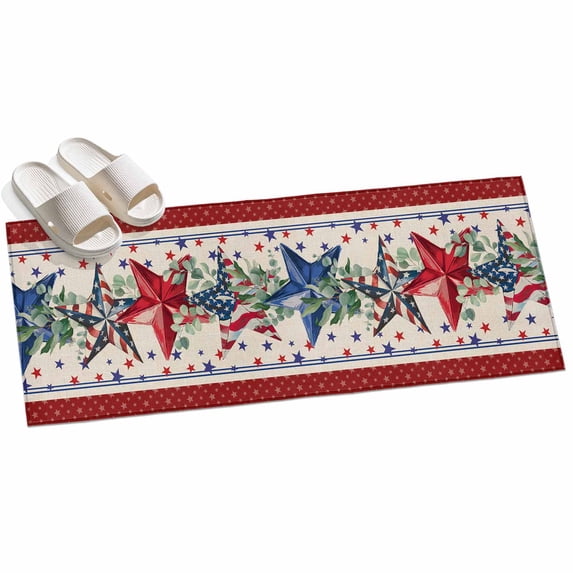 Area Rugs 2x6,American Flag Star Eucalyptus Leaf Non Slip Washable Rug ...