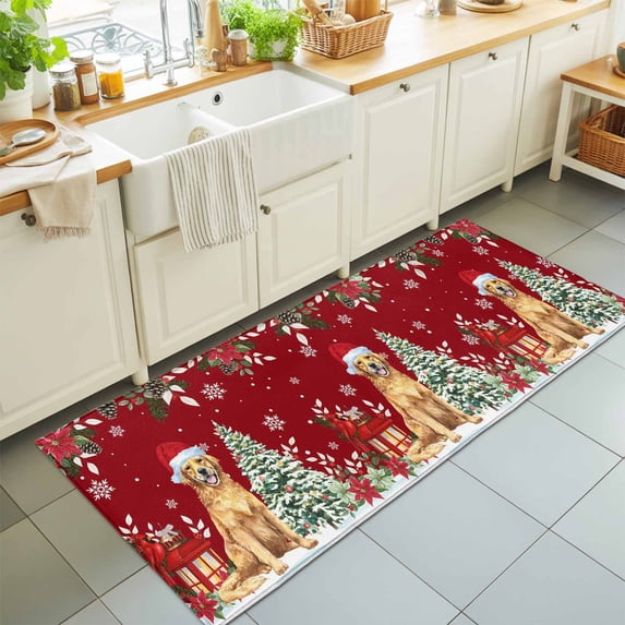 Area Rugs 2x6,Christmas Tree Funny Dog Non Slip Washable Rug Indoor ...