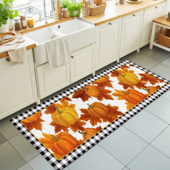 Area Rugs 2x6,Fall Maple Leaves Thanksgiving Pumpkin Non Slip Washable ...