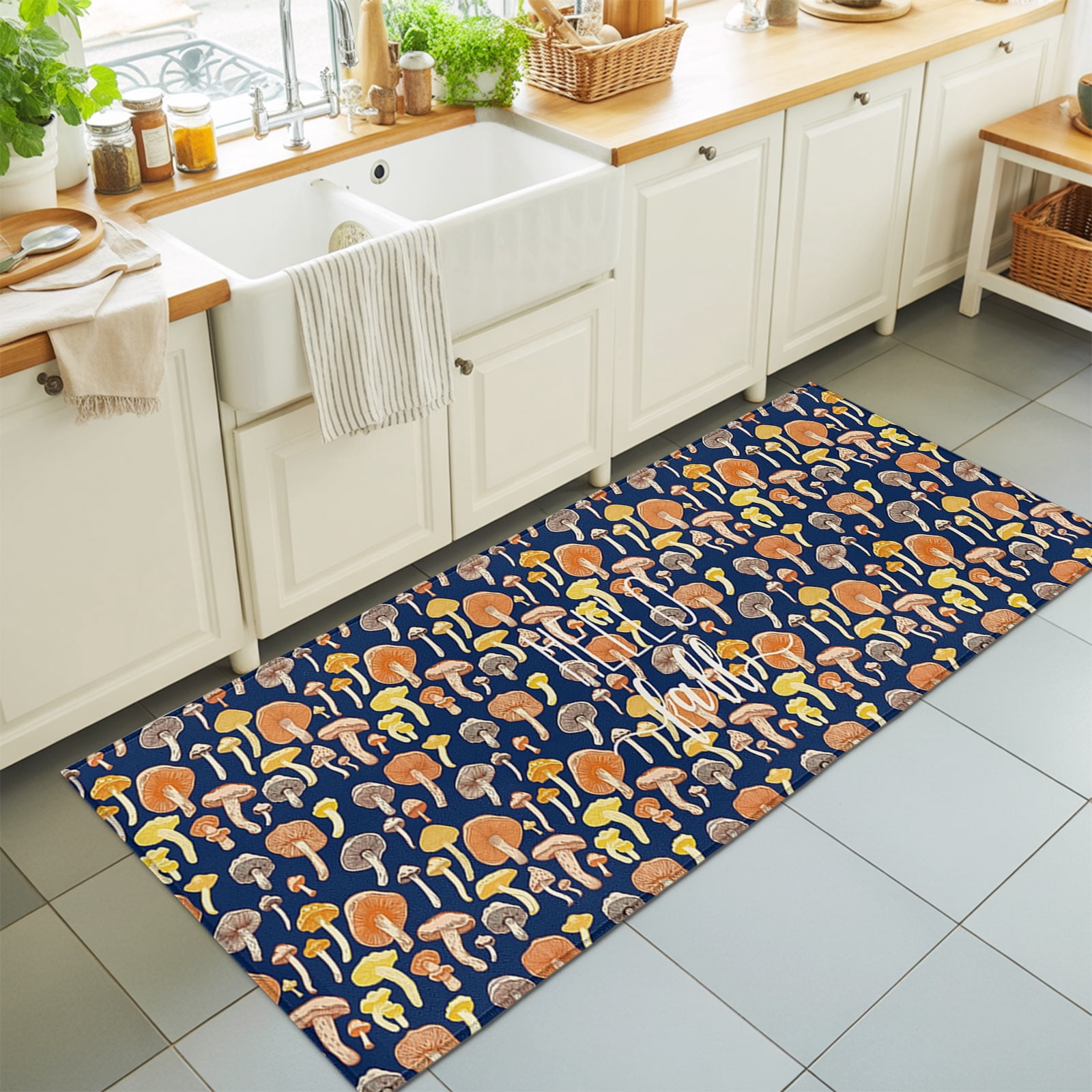 Area Rugs 2x6,Fall Mushroom Plant Seamless Non Slip Washable Rug Indoor ...