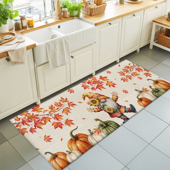 Area Rugs 2x6,Fall Orange Maple Leaves Thanksgiving Pumpkin Non Slip ...