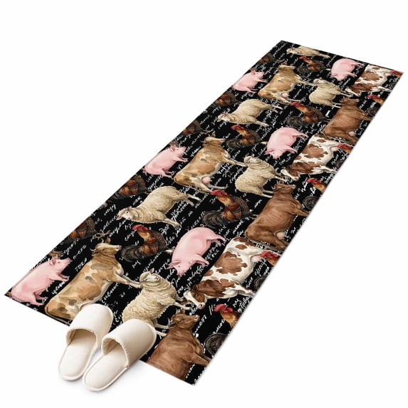 Area Rugs 2x6, Farm Pig Sheep Cow Chicken Non Slip Washable Rug Indoor ...
