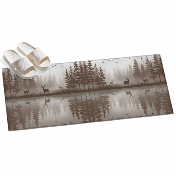 Area Rugs 2x6,Forest Elk Bird Tree Silhouette Non Slip Washable Rug ...