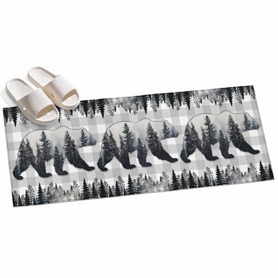 Area Rugs 2x6,Forest Tree Bear Silhouette Non Slip Washable Rug Indoor ...