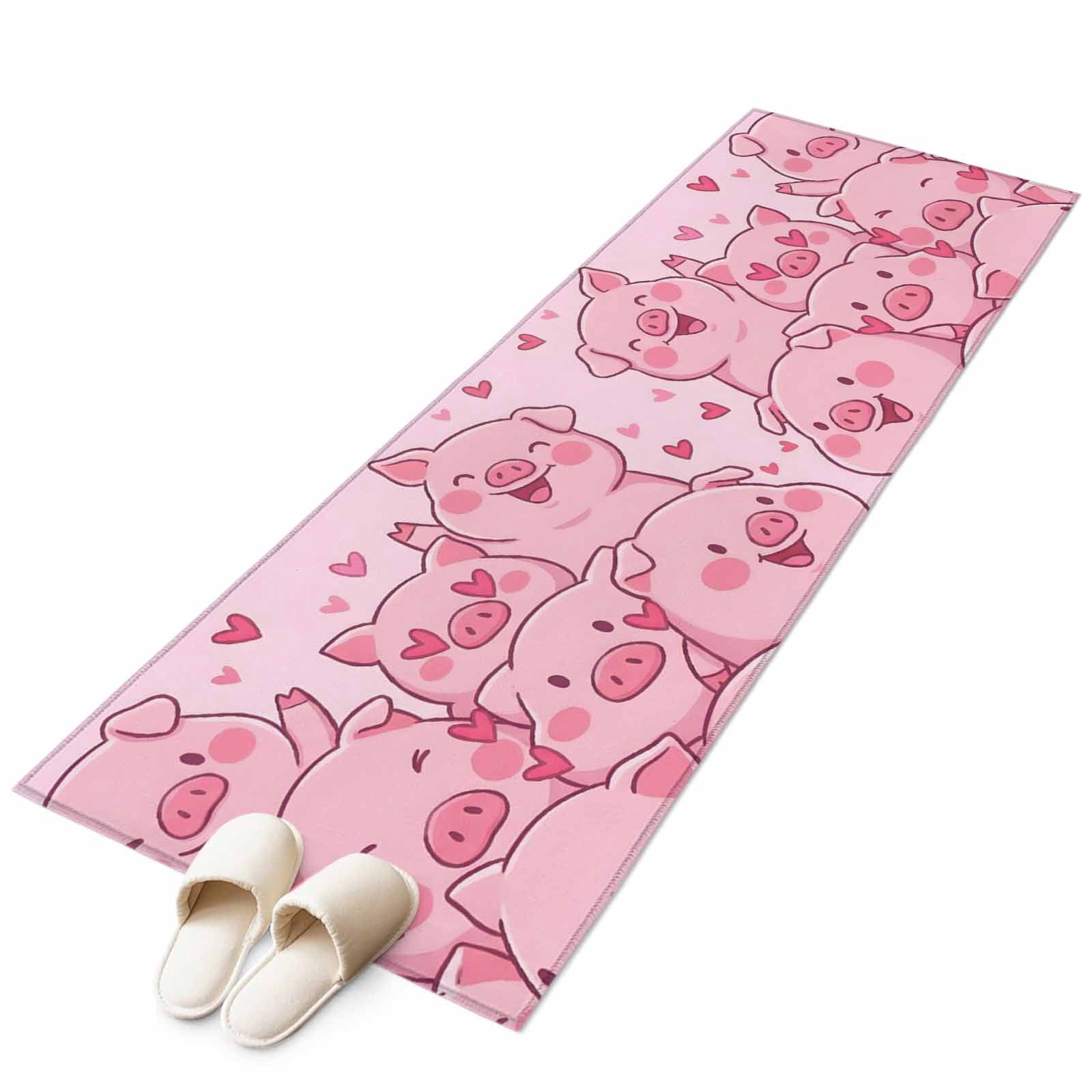 Area Rugs 2x6, Funny Cartoon Pink Pig Hearts Non Slip Washable Rug ...