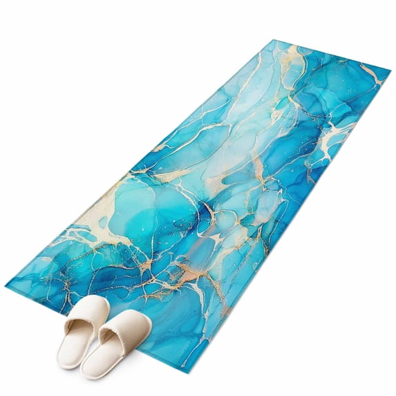 Area Rugs 2x6, Gradient Blue Marble Texture Non Slip Washable Rug ...