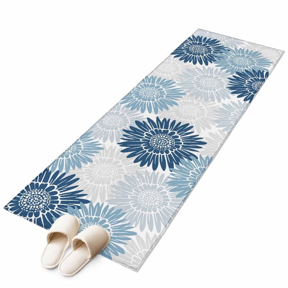 Area Rugs 2x6, Gradient Blue Sunflower Rustic Non Slip Washable Rug ...