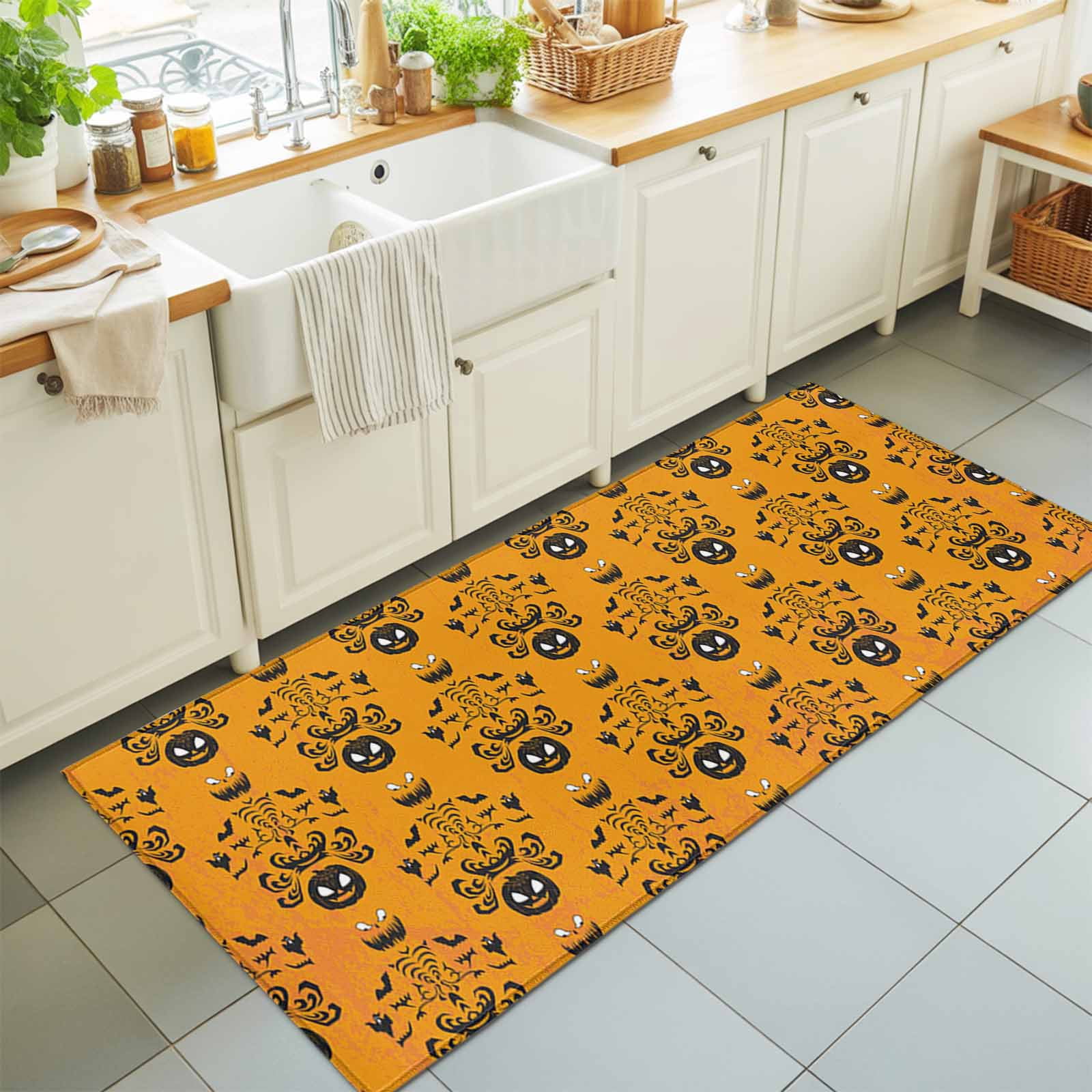 Area Rugs 2x6,Happy Halloween Horror Pumpkin Ghost Bat Non Slip ...