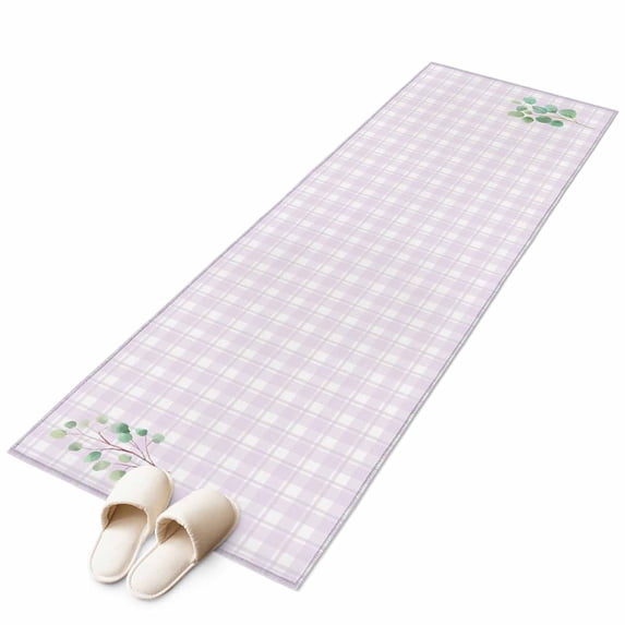 Area Rugs 2x6, Minimalist Purple Buffalo Plaid Non Slip Washable Rug ...