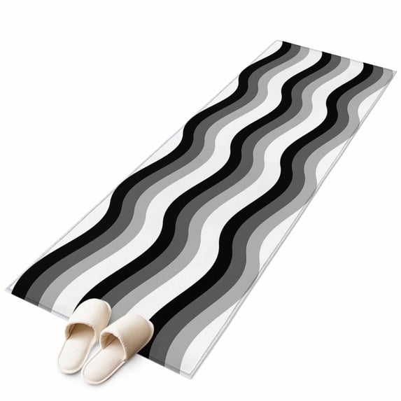 Area Rugs 2x6, Modern Black Grey Waves Non Slip Washable Rug Indoor ...