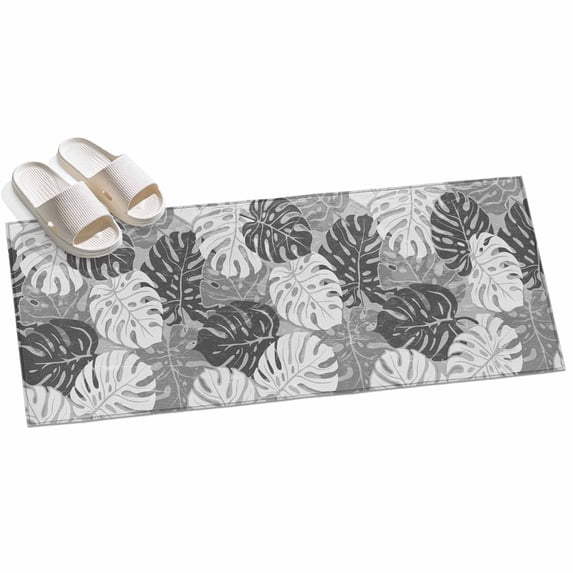 Area Rugs 2x6,Modern Grey Monstera Summer Leaf Non Slip Washable Rug ...