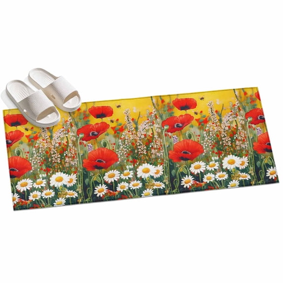 Area Rugs 2x6,Modern Pastoral Flower Bee Non Slip Washable Rug Indoor ...