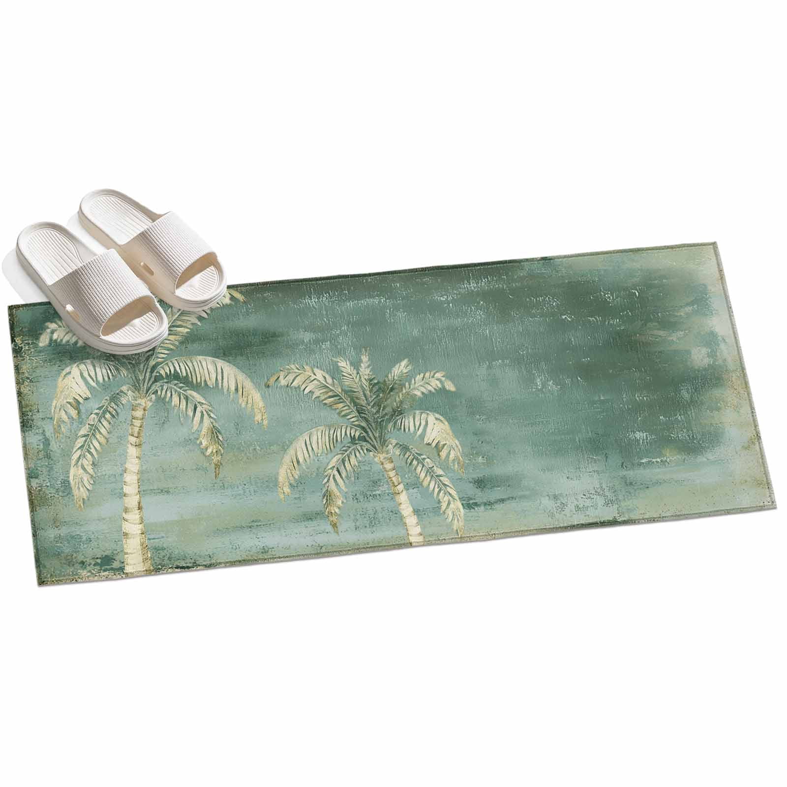 Area Rugs 2x6,Moss Green Paired Palms Non Slip Washable Rug Indoor ...