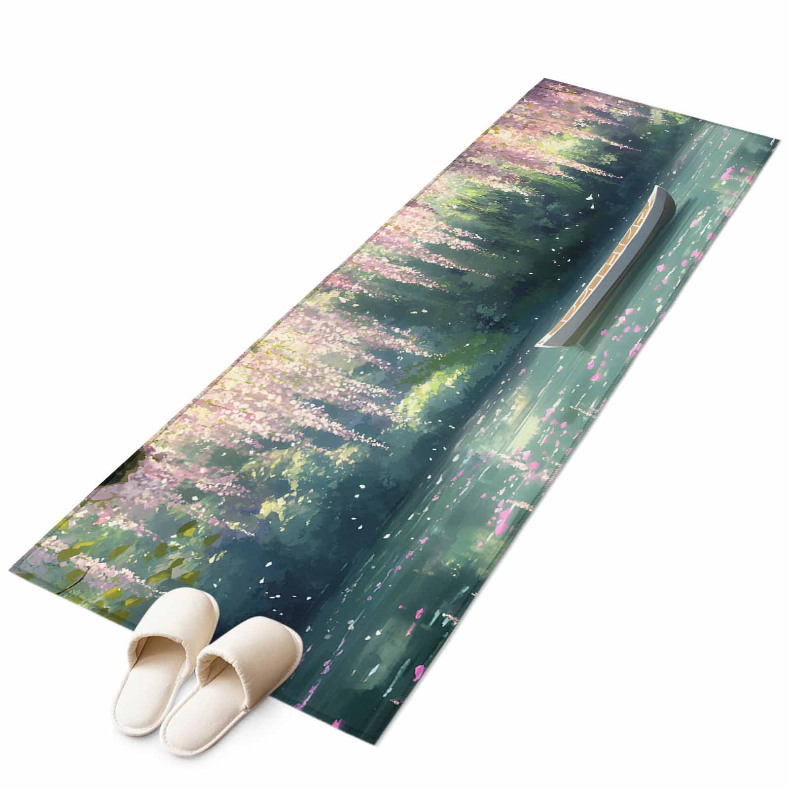 Area Rugs 2x6, Natural Scenery Pink Flower Lake Non Slip Washable Rug ...