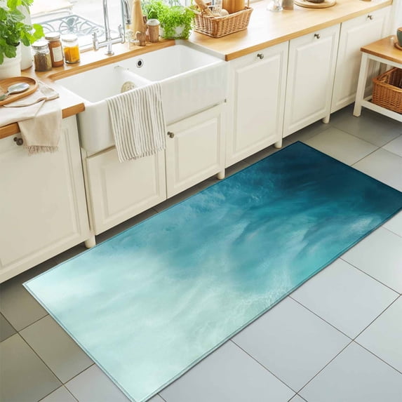 Area Rugs 2x6,Ocean Blue Green Gradient Non Slip Washable Rug Indoor ...