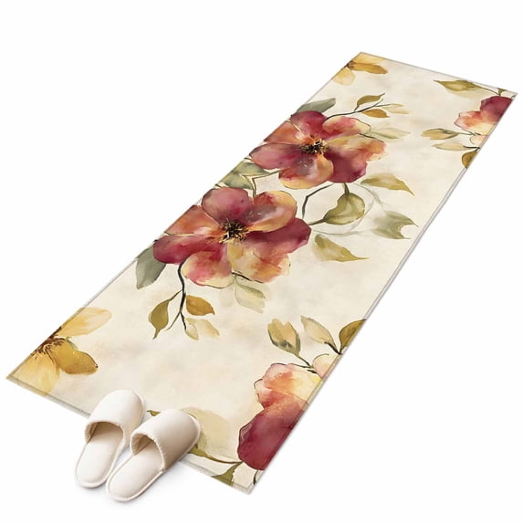 Area Rugs 2x6, Oil Painting Style Flowers Non Slip Washable Rug Indoor ...