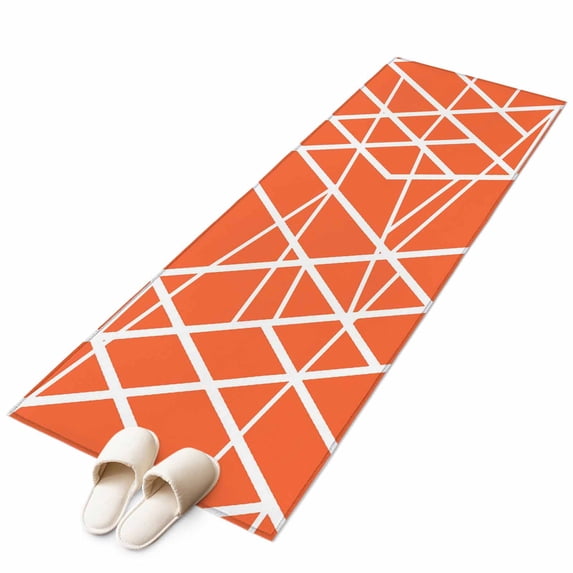 Area Rugs 2x6, Orange Geometric Abstract Line Non Slip Washable Rug ...