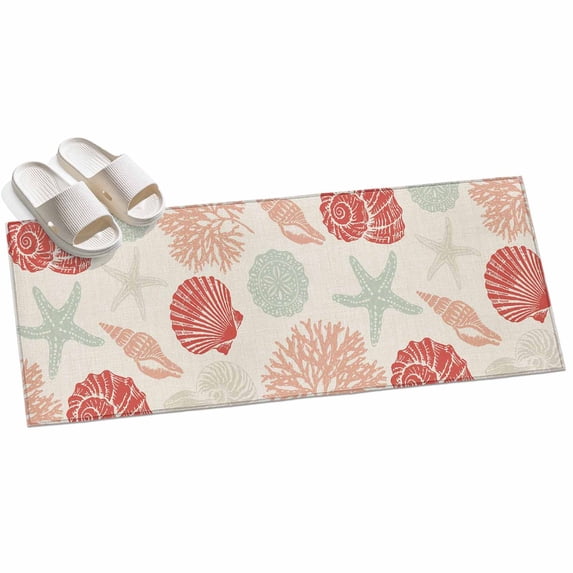 Area Rugs 2x6,Red Seashells Starfish Non Slip Washable Rug Indoor ...