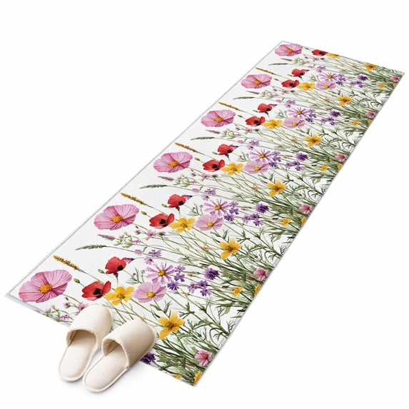 Area Rugs 2x6, Spring Beauty Flowers Leaves Non Slip Washable Rug ...