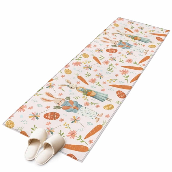 Area Rugs 2x6, Spring Easter Rabbit Carrot Non Slip Washable Rug Indoor ...