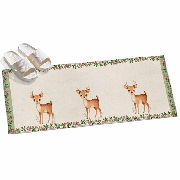 Area Rugs 2x6,Spring Farm Deer Flower Leaves Non Slip Washable Rug ...