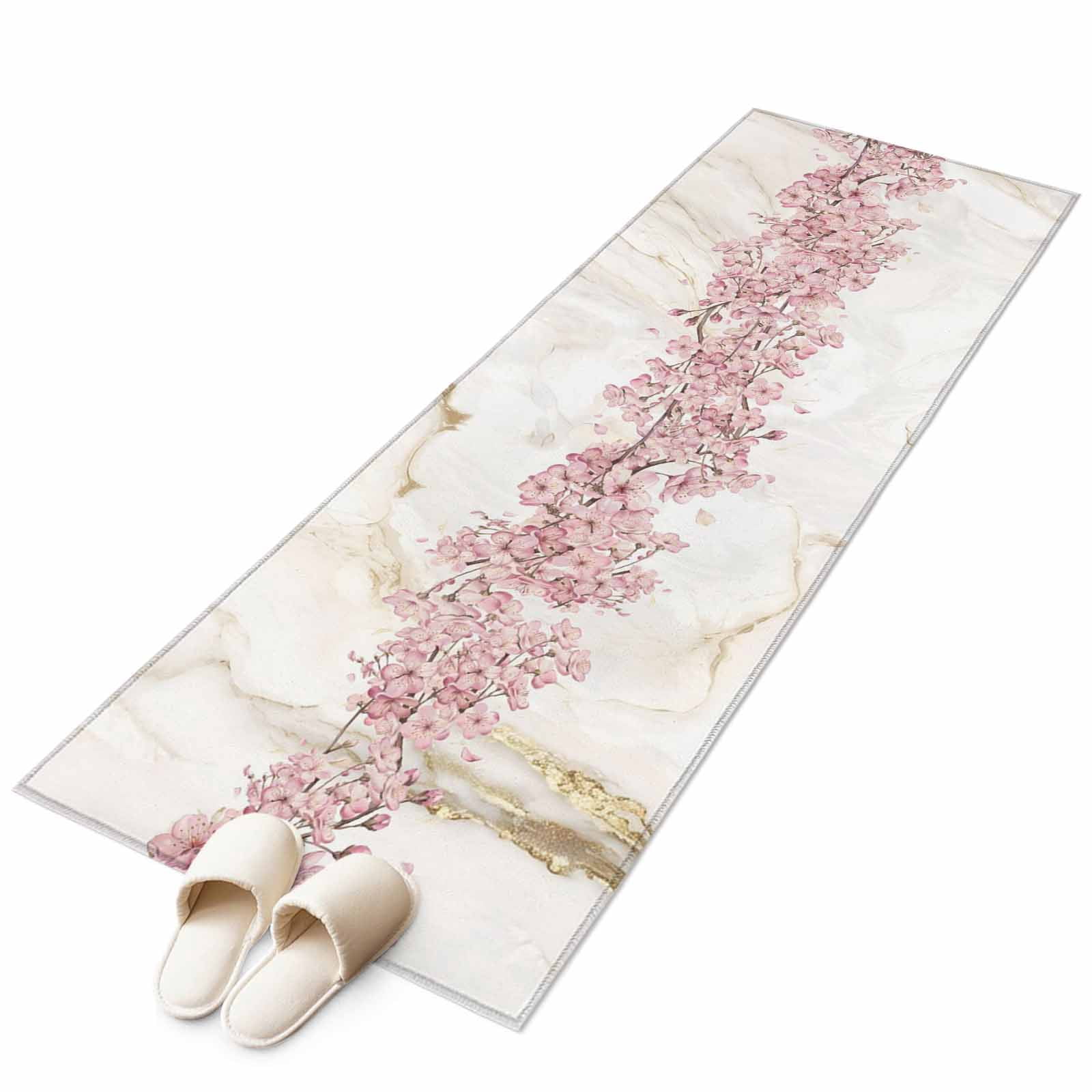 Area Rugs 2x6, Spring Pink Cherry Blossoms Non Slip Washable Rug Indoor ...