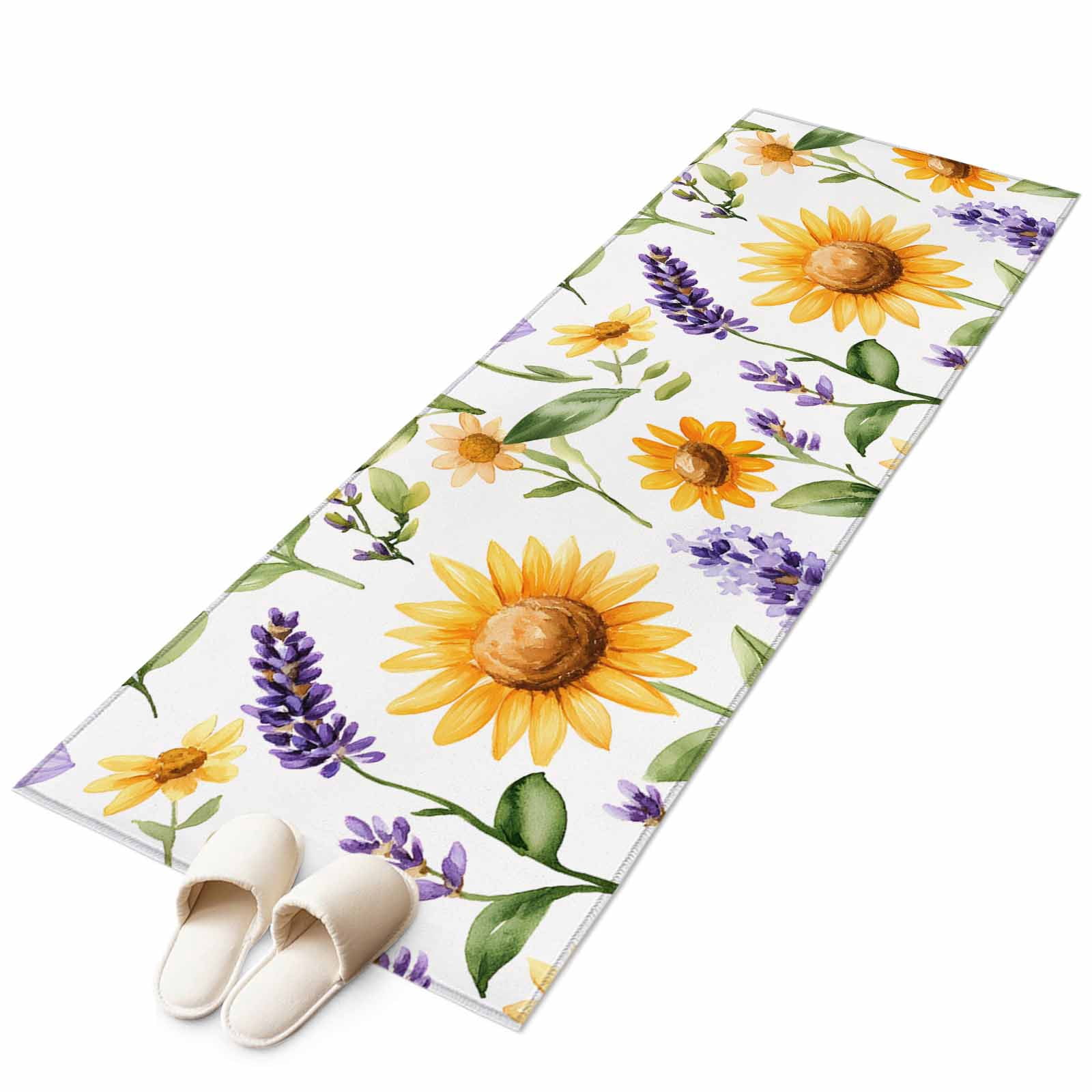 Area Rugs 2x6, Spring Sunflower Purple Lavender Non Slip Washable Rug ...