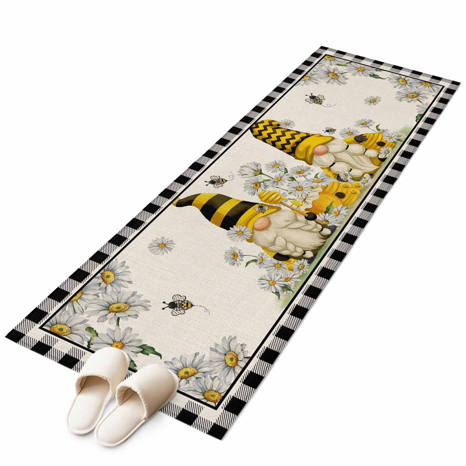 Area Rugs 2x6, Spring Yellow Black Stripes Hat Dwarf White Daisy Non ...