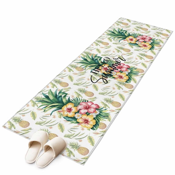 Area Rugs 2x6, Summer Pineapple Flower Leaf Non Slip Washable Rug ...
