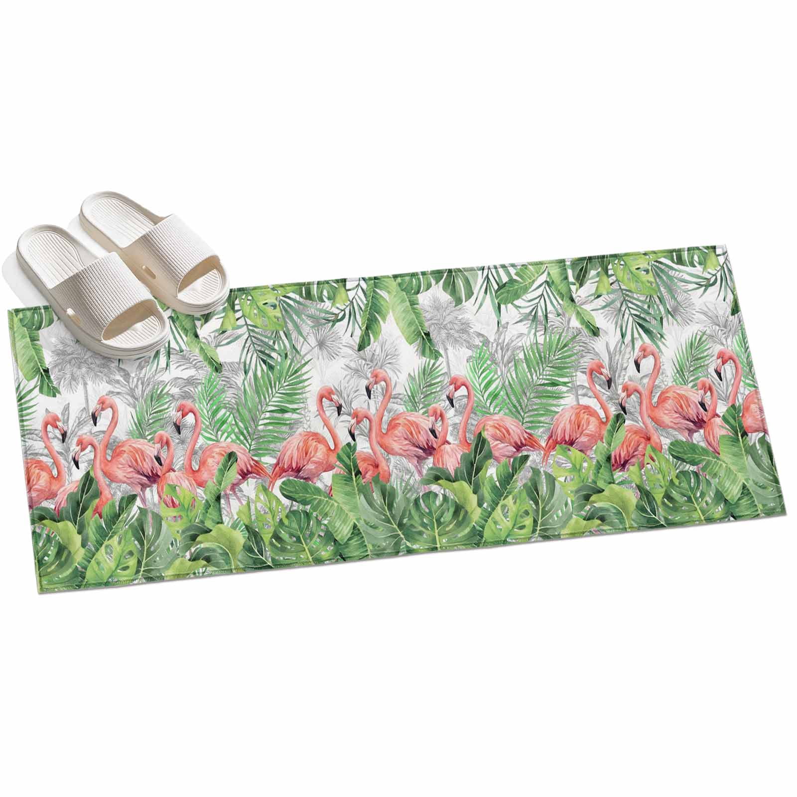 Area Rugs 2x6,Tropical Pink Flamingo Green Leaf Non Slip Washable Rug ...