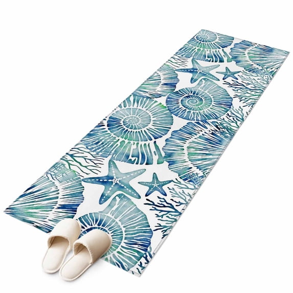 Area Rugs 2x6, Watercolor Shell Conch Coral Non Slip Washable Rug ...