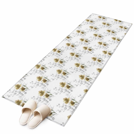 Area Rugs 2x6, Yellow Poppy Flower Gray Leaves Non Slip Washable Rug ...