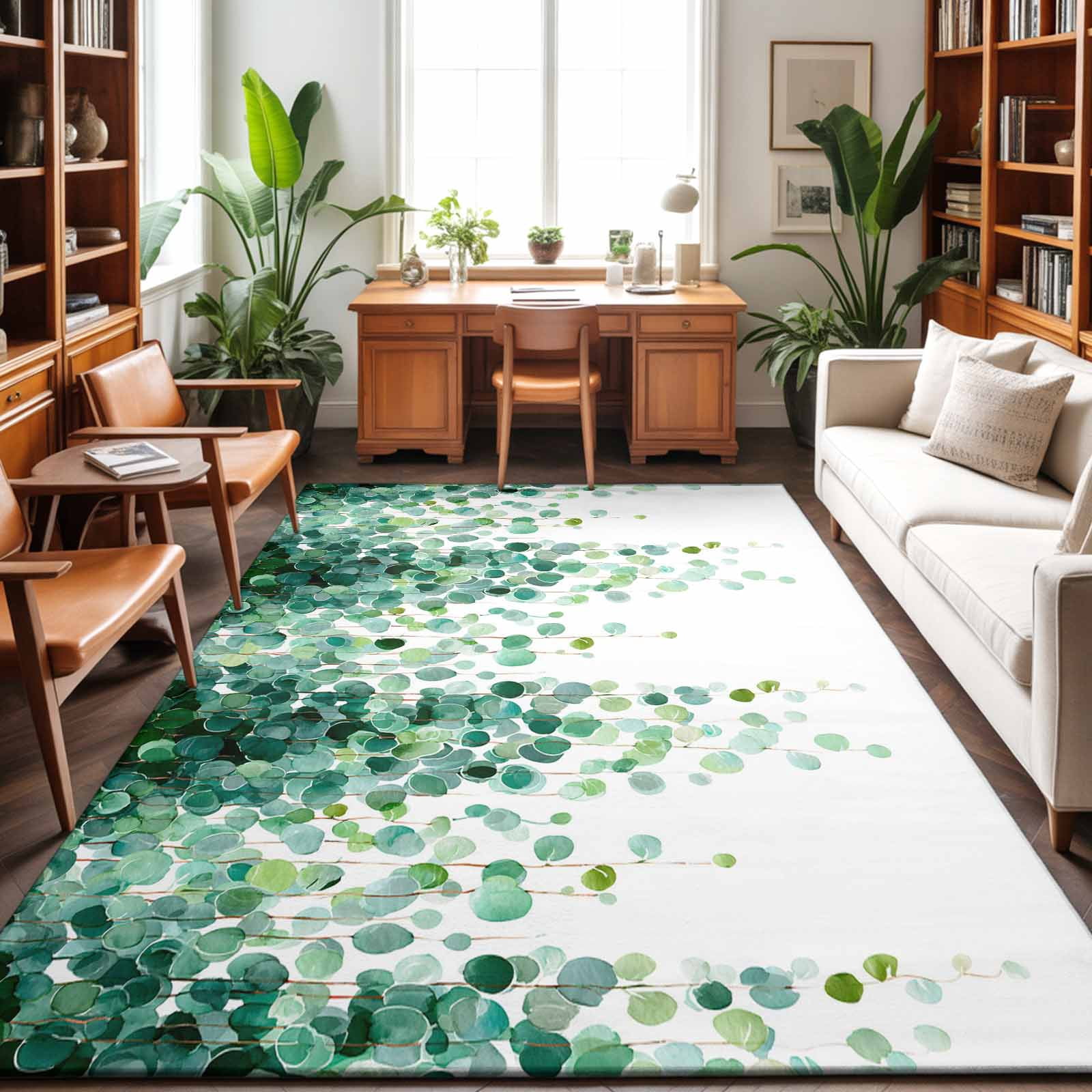 Area Rugs 3'x5', Eucalyptus Leaves Carpet Runner Indoor Outdoor Rugs ...