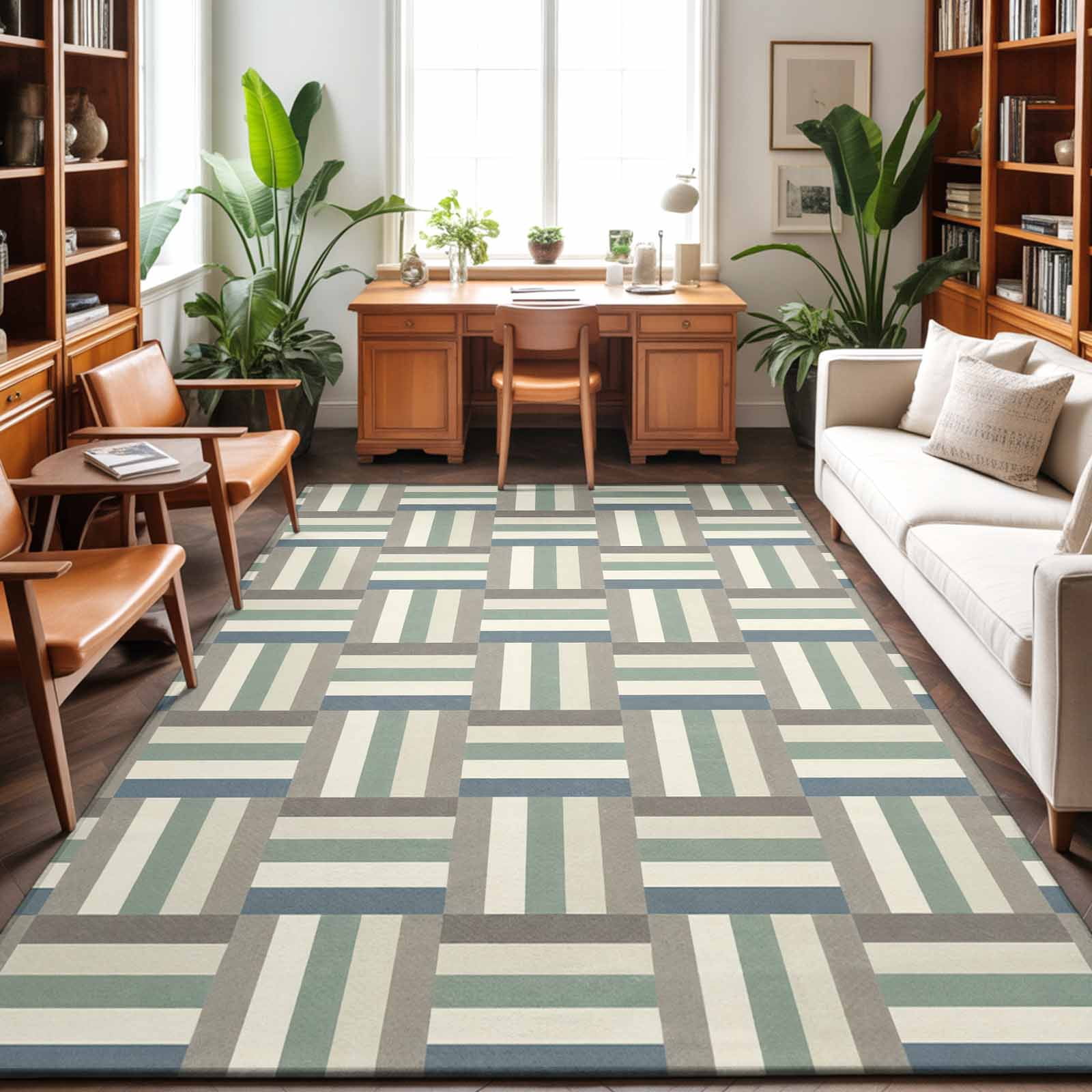 Area Rugs 3'x5', Green Stripes Texture Carpet Runner Indoor Outdoor ...