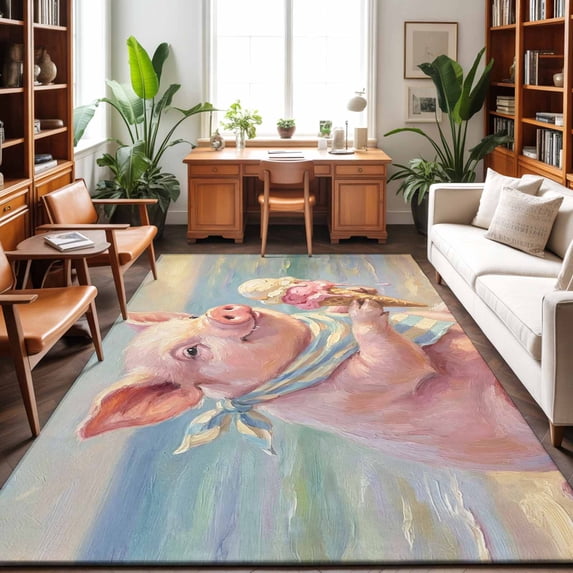 Area Rugs 3'x5', Ice Cream Pig Carpet Runner Indoor Outdoor Rugs Home ...