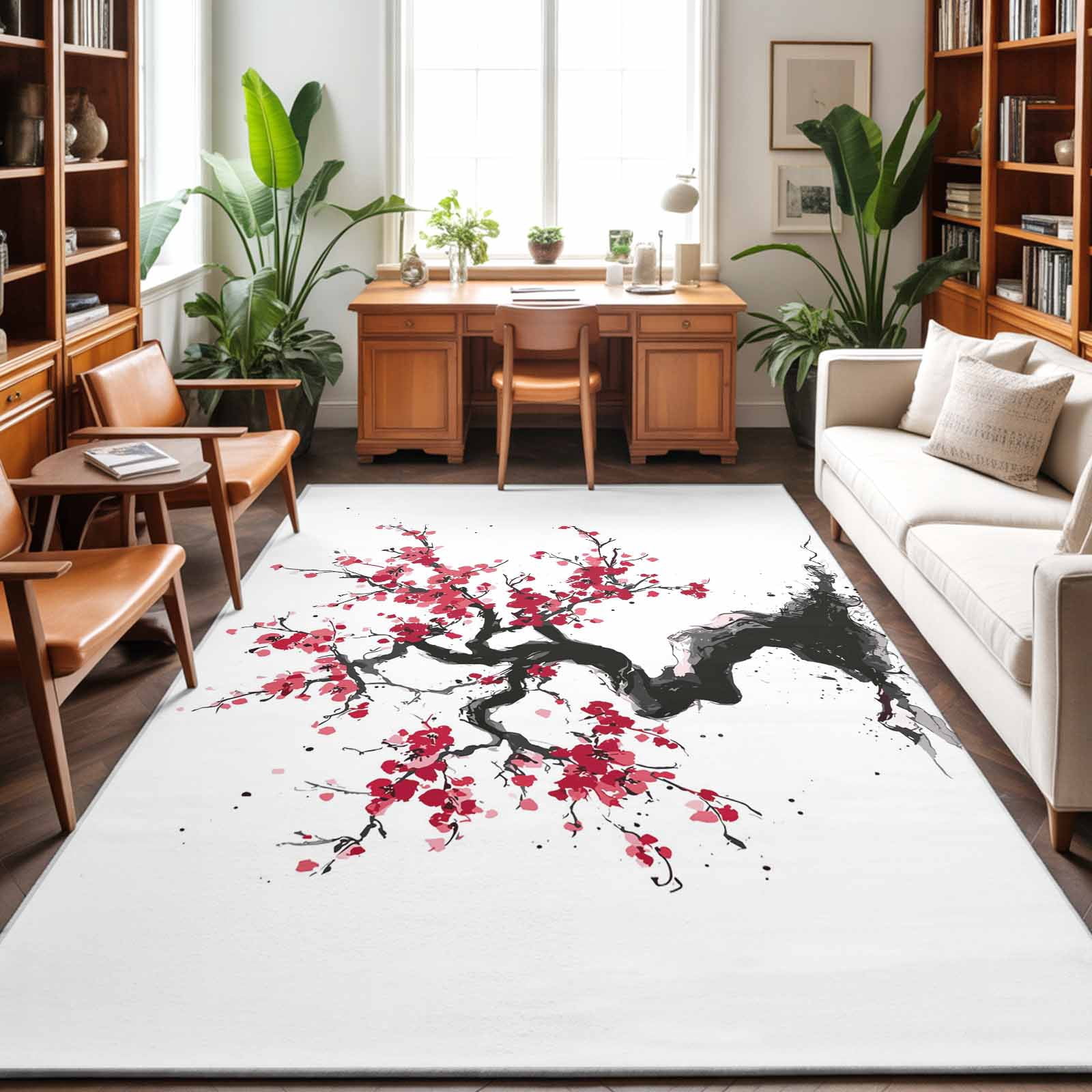 Area Rugs 3'x5', Plum Tree Branches Carpet Runner Indoor Outdoor Rugs ...
